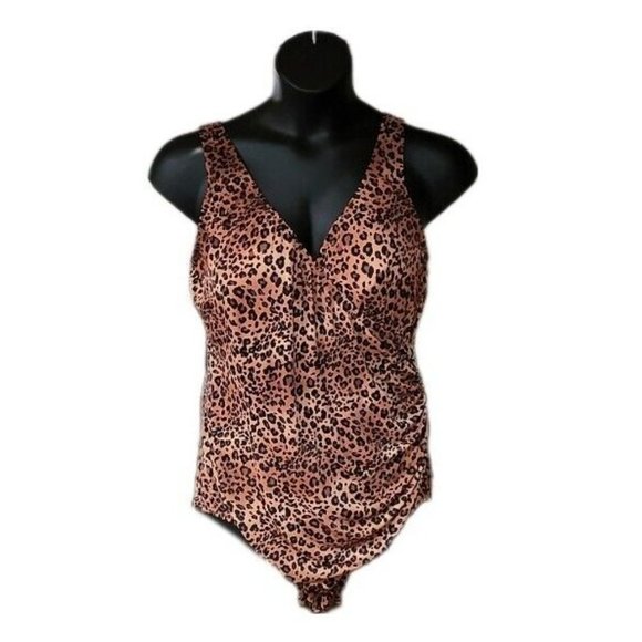 Islander | Swim | Islander Cross Neck Leopard Animal Print Plus Size 8 ...